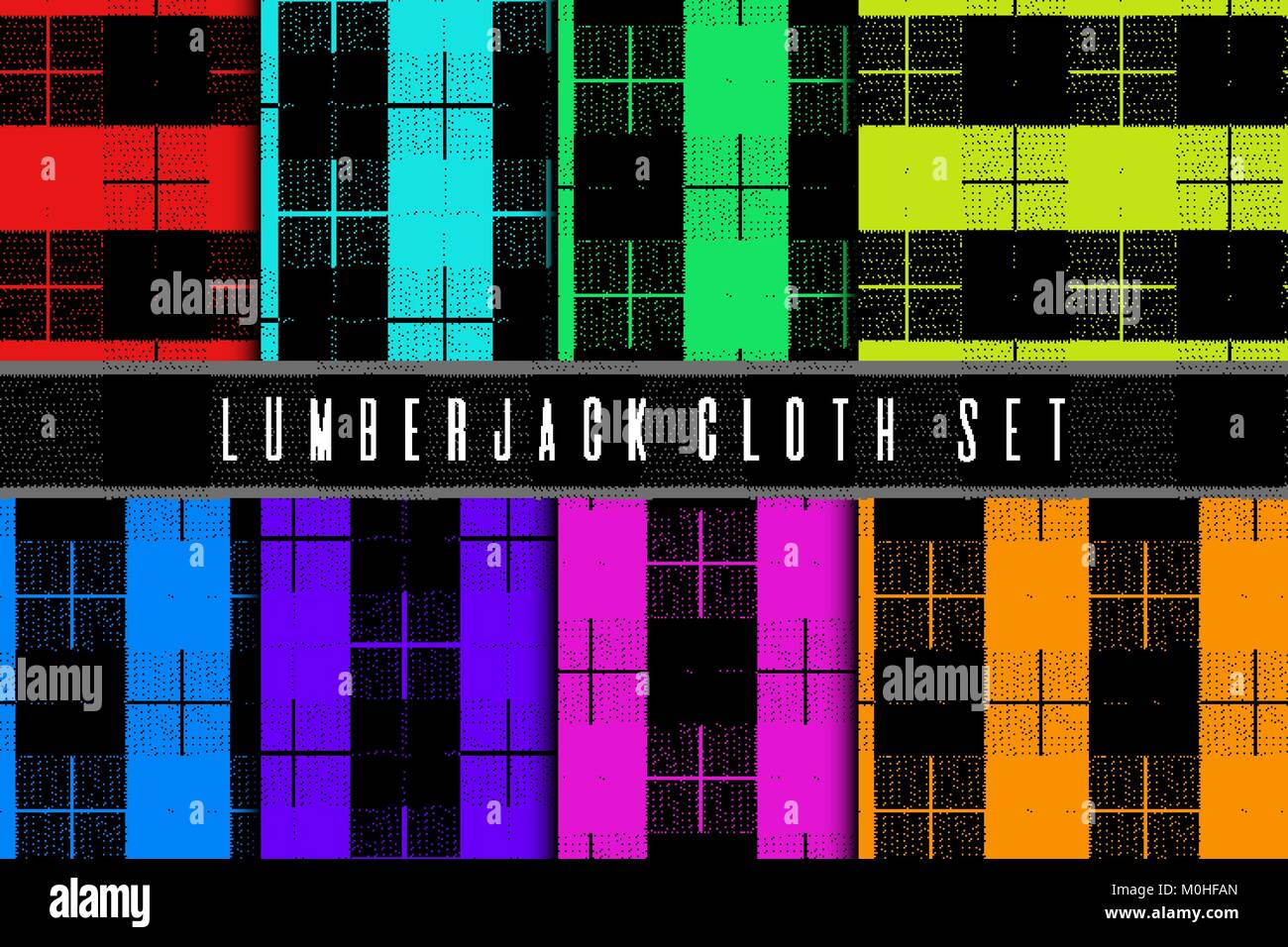 Set of lumberjack cloth. Seamless tartan material pattern. Saturated ...