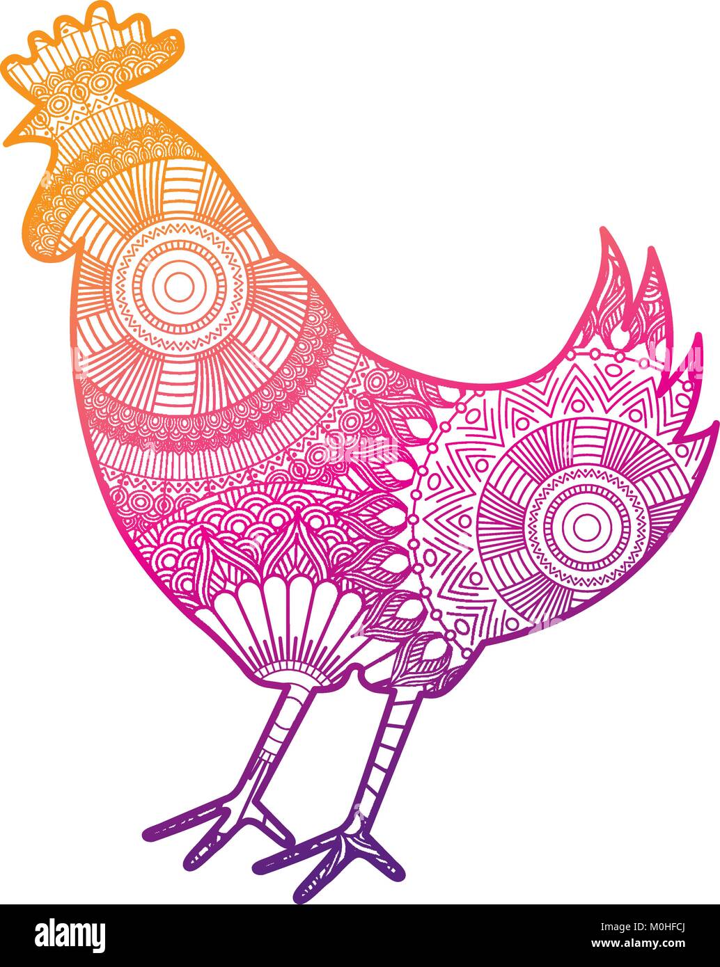 hand drawn for adult coloring pages with rooster zentangle Stock Vector ...