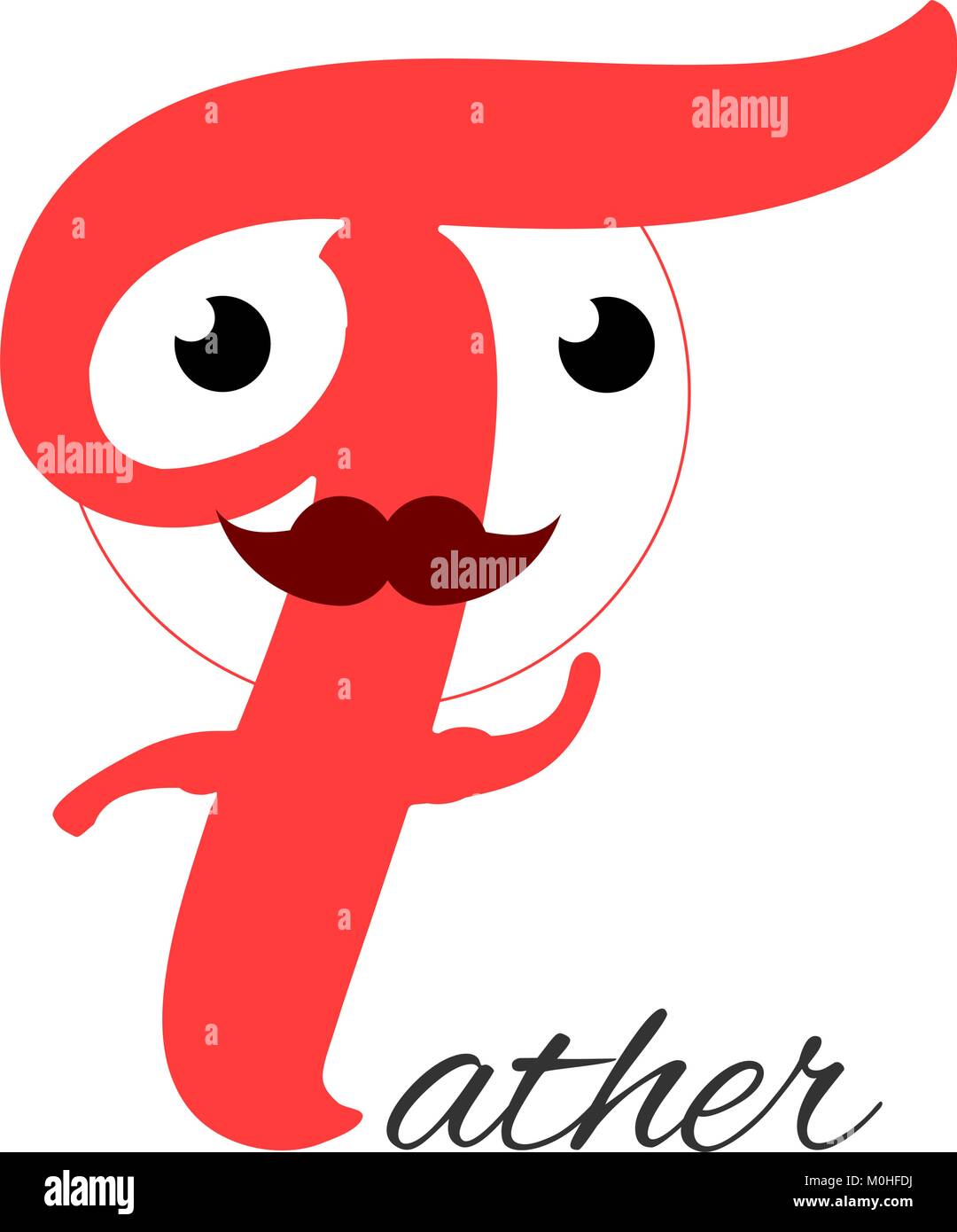 Stylized father shaped logo letter. Cartoon dad capital character with ...