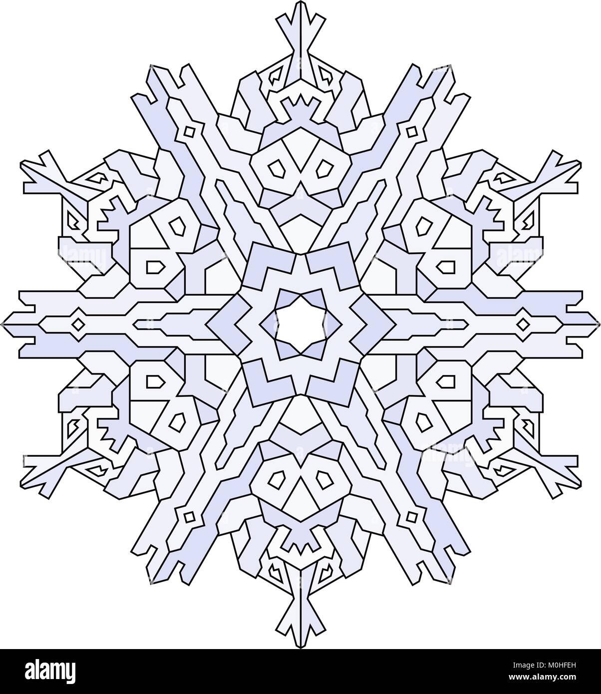 Outlines of snowflake in mono line style. Vector geometric pattern in ...