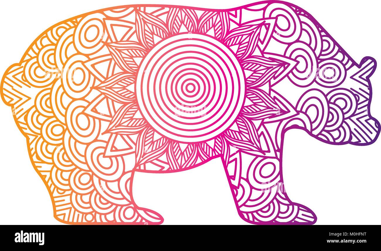 hand drawn for adult coloring pages with bear zentangle Stock Vector ...