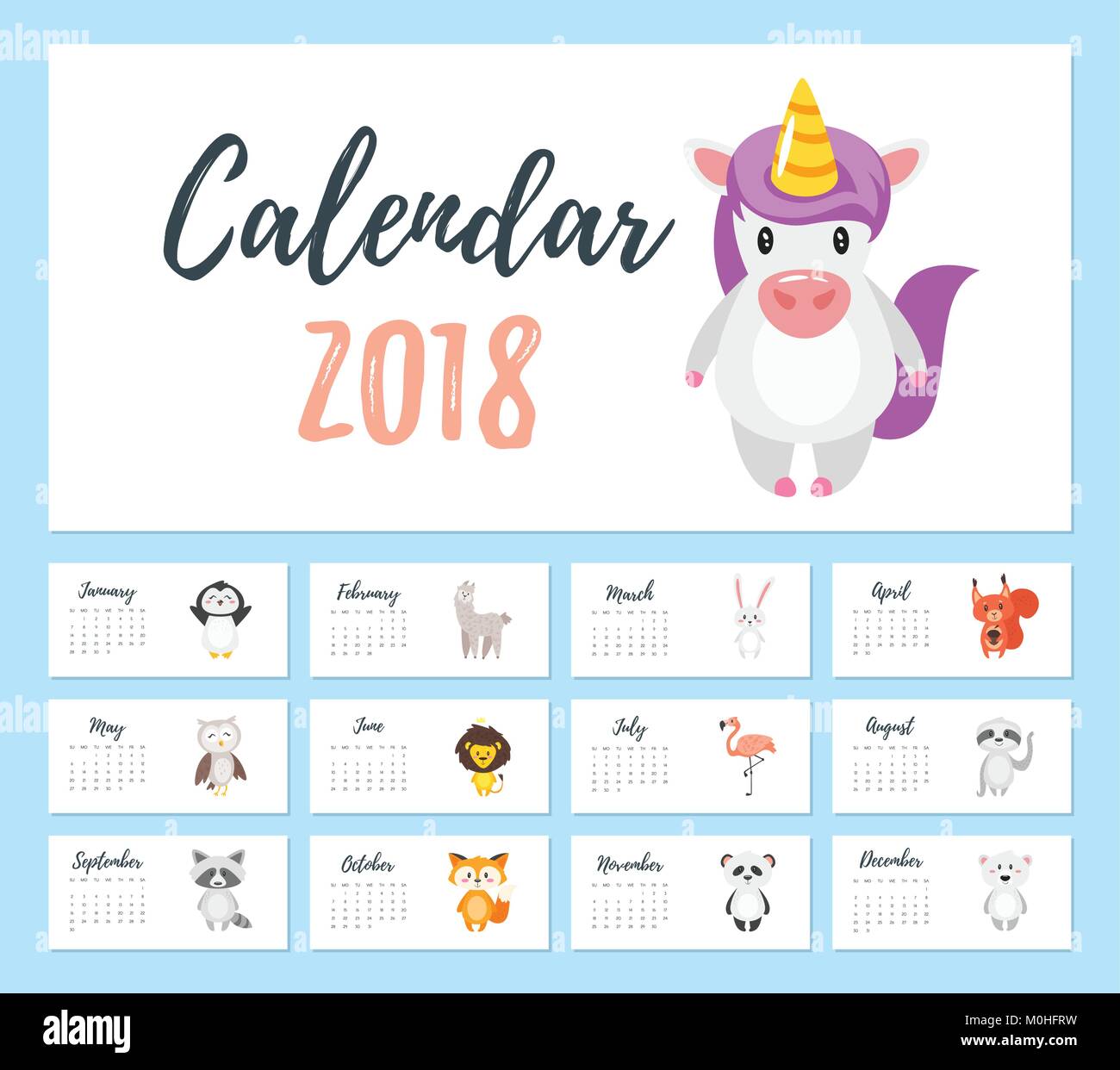 2018 year calendar Stock Vector Image & Art - Alamy