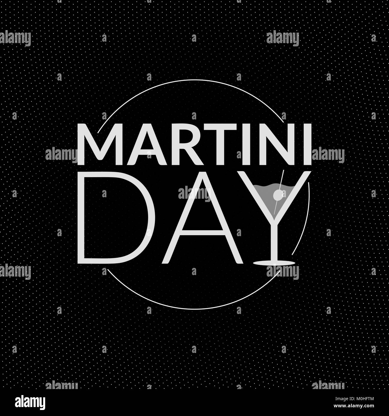 Vector martini day logo. Card illustration of glass shaped letter on ...