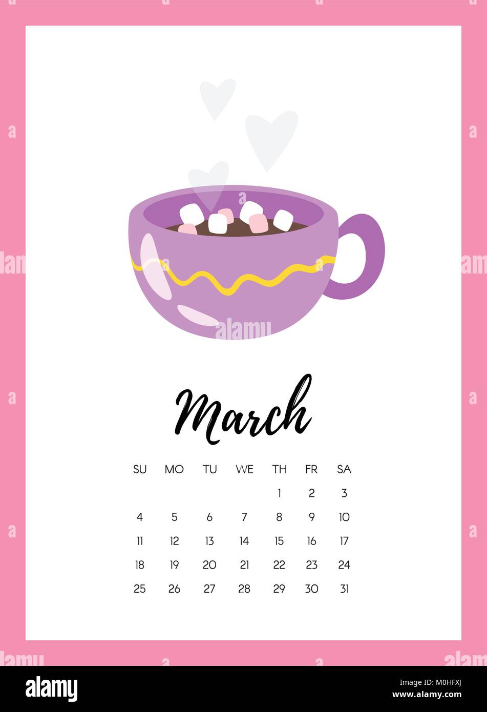 March 2018 year calendar page Stock Vector Image & Art - Alamy