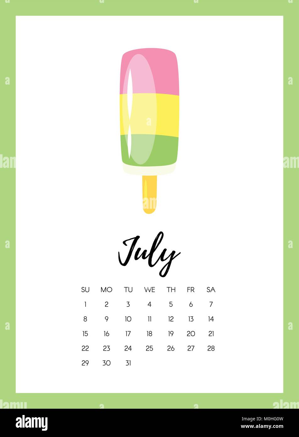 Cute vector illustration calendar Stock Vector Images - Alamy