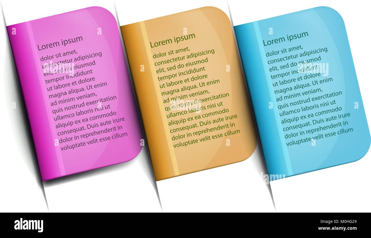 Set of three stickers, labels or tags. Template for infographics ...