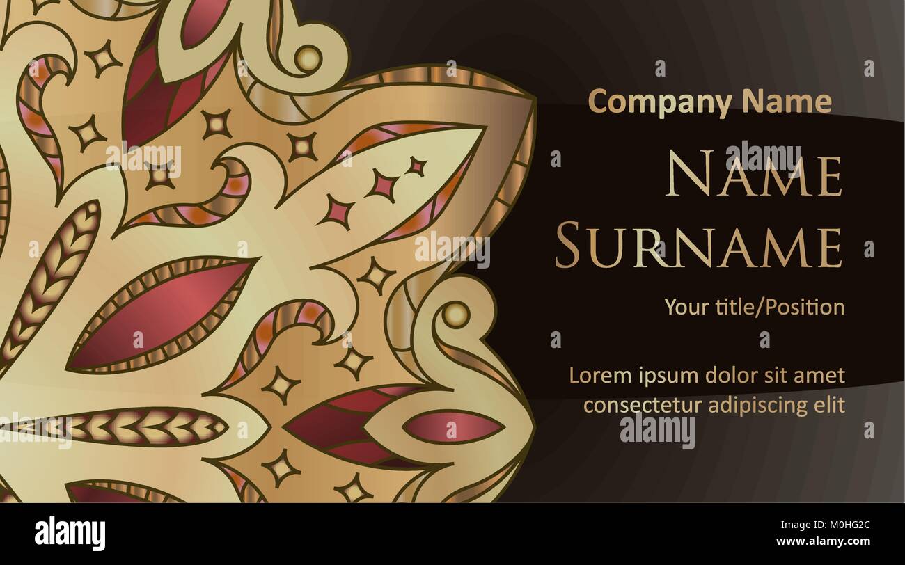 Visiting card, banner, ornate floral template with space for text on a ...