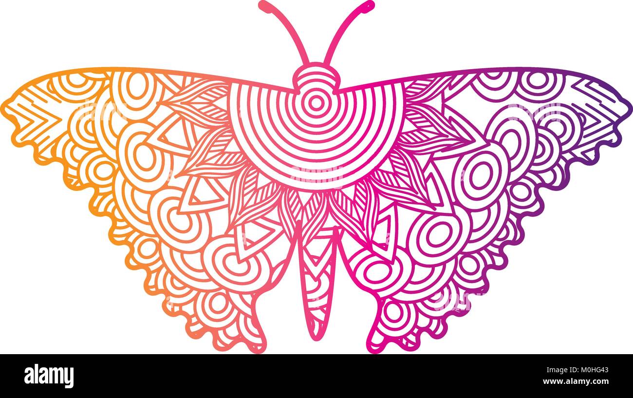 Hand Drawn For Adult Coloring Pages With Butterfly Zentangle Stock