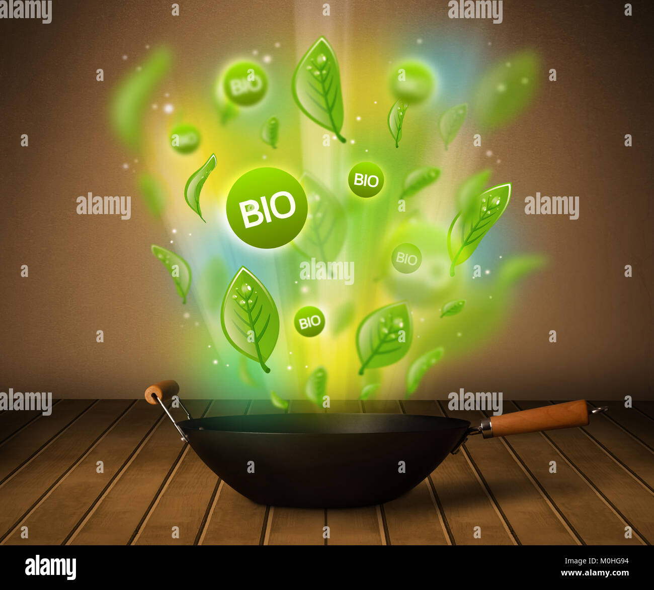 Healthy bio signs coming out from cooking pot Stock Photo - Alamy
