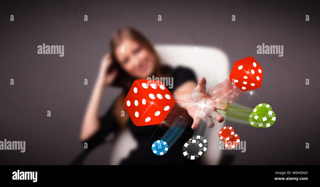 Woman throwing dice at casino hi-res stock photography and images - Alamy