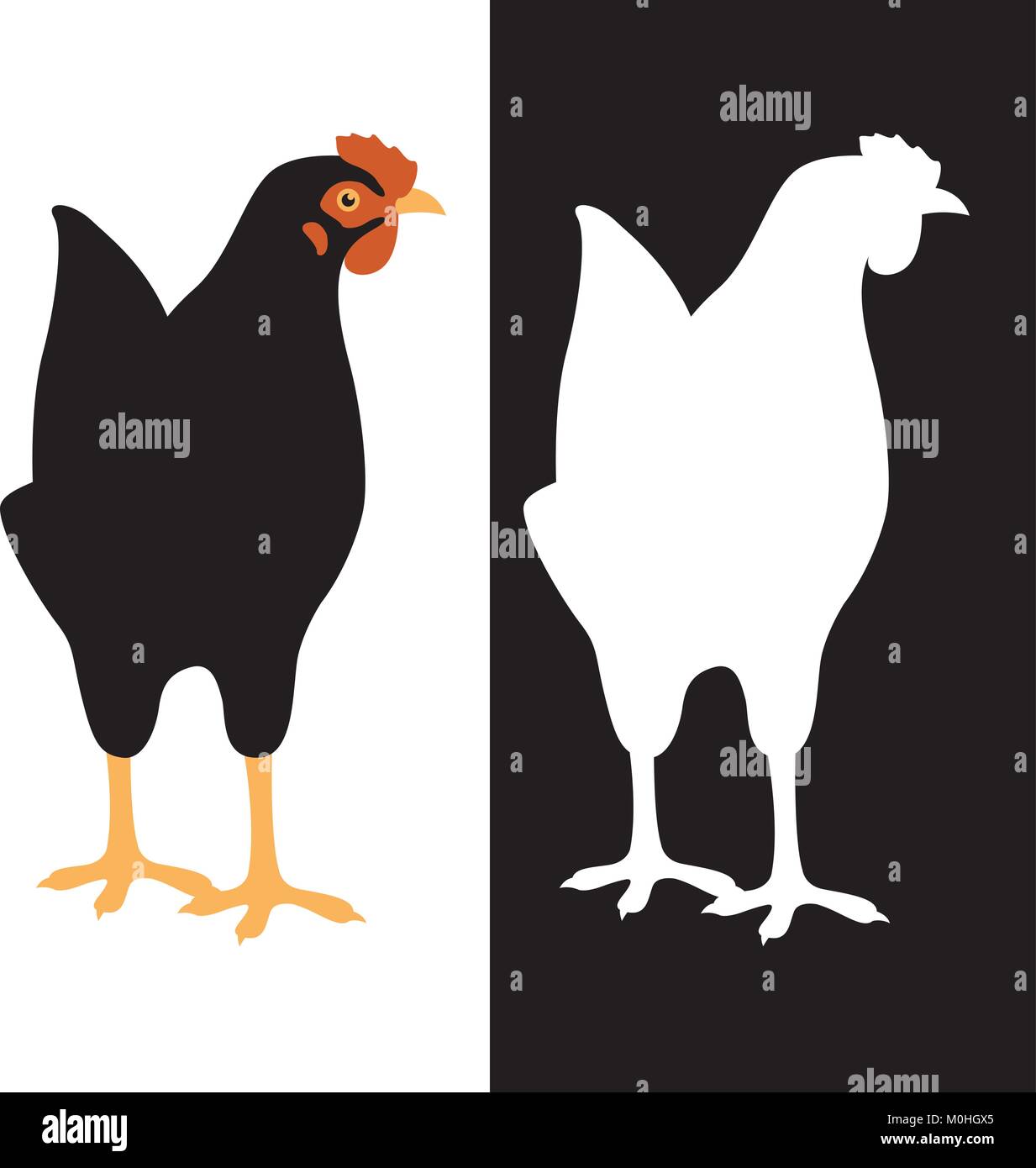 chicken vector illustration flat style silhouette set Stock Vector ...