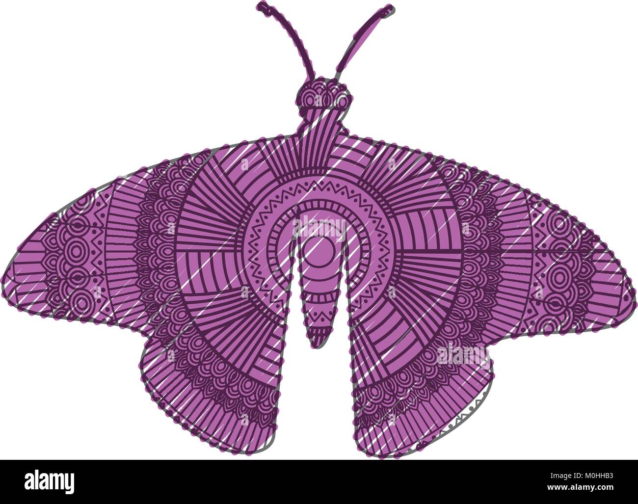 Hand Drawn For Adult Coloring Pages With Butterfly Zentangle Stock
