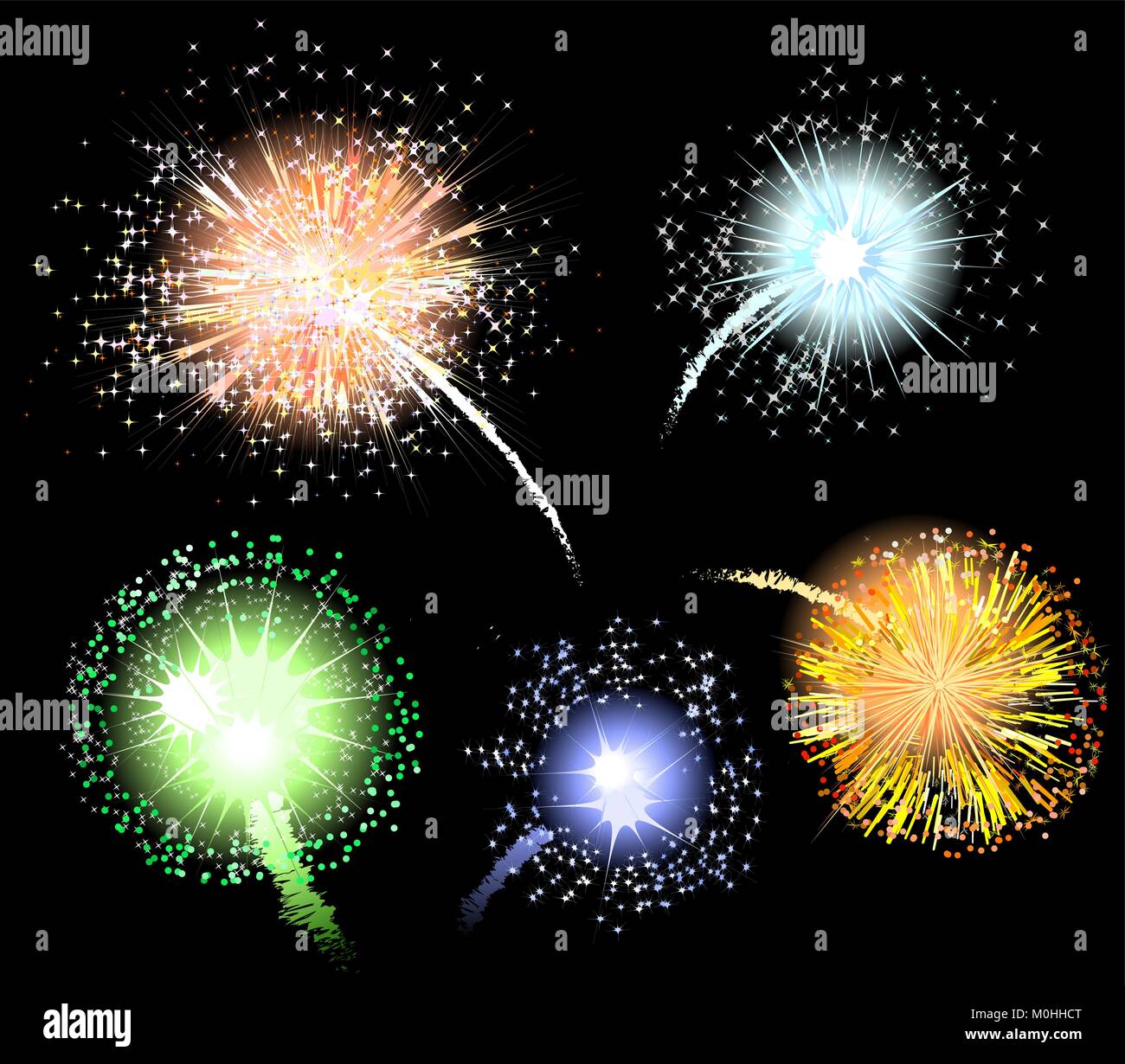 Set of vector fireworks Stock Vector Image & Art - Alamy