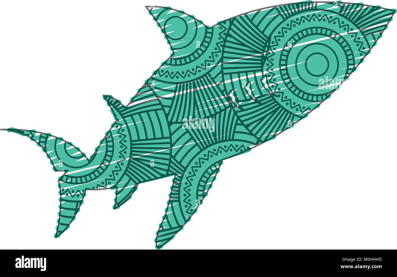 hand drawn for adult coloring pages with fish zentangle Stock Vector ...