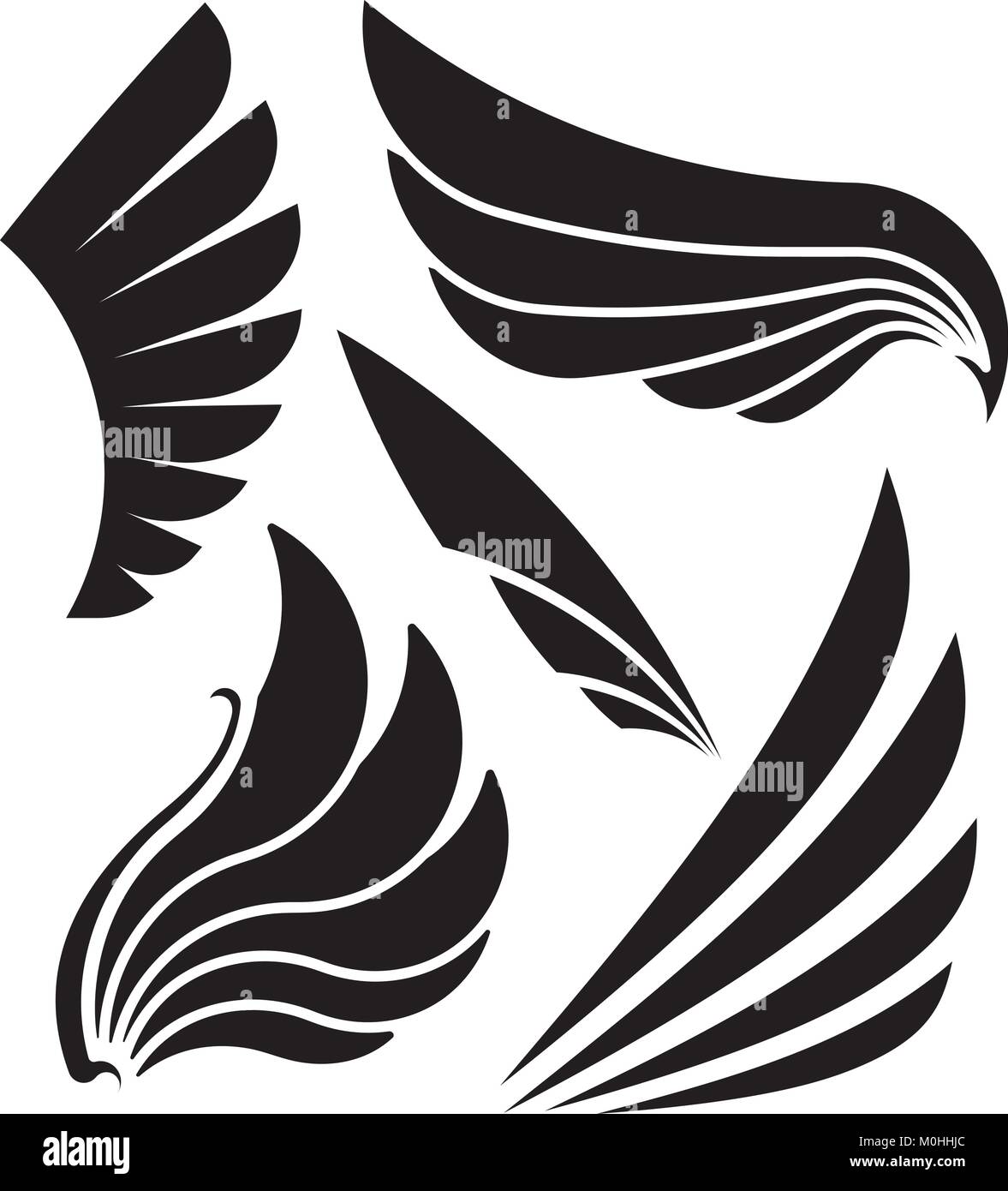 Set of five decorative wings. Vector illustration Stock Vector Image ...