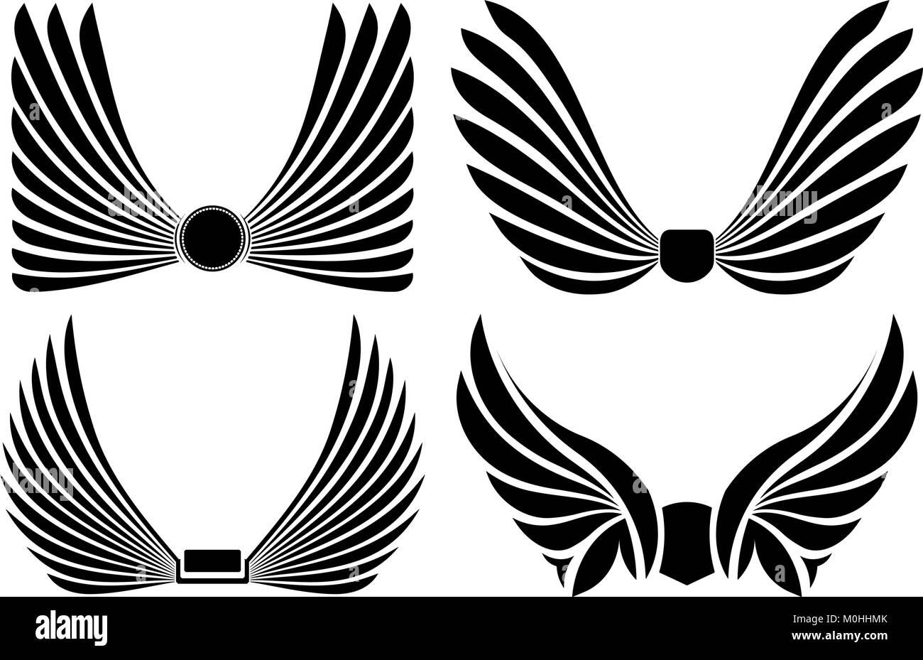 Set of four pairs of wings for you design or logo Stock Vector Image ...