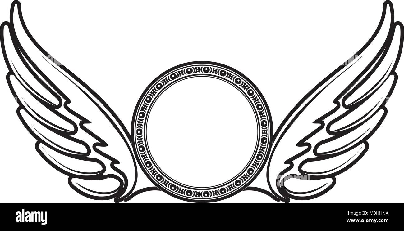 Decorative round frame with wings for design Stock Vector Image & Art ...