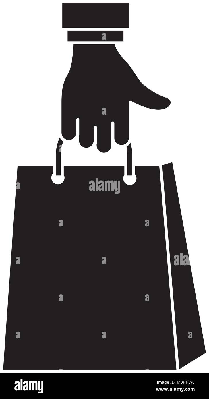 hand with shopping bag isolated icon Stock Vector Image & Art - Alamy
