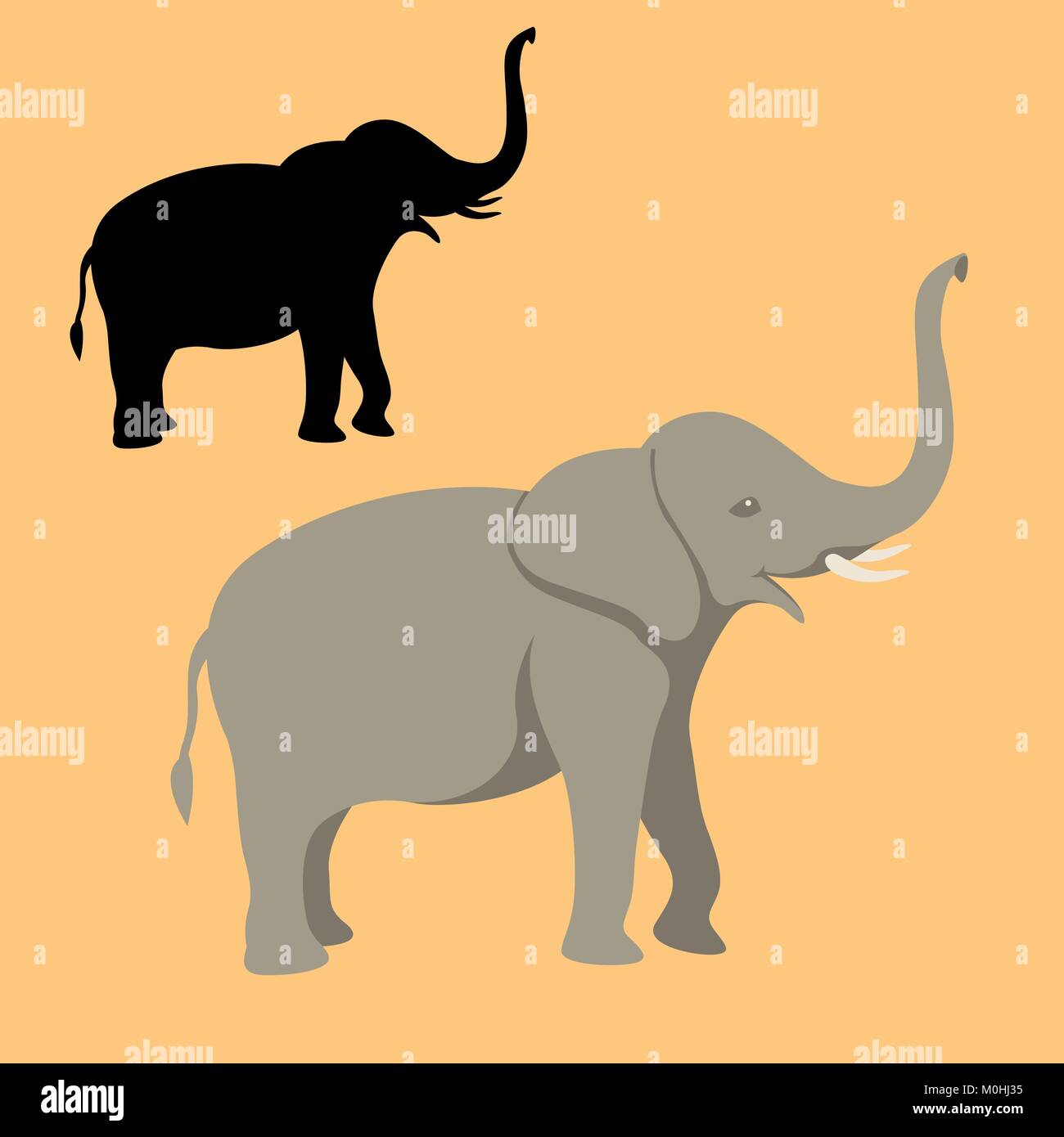elephant flat style vector illustration profile side silhouette Stock ...