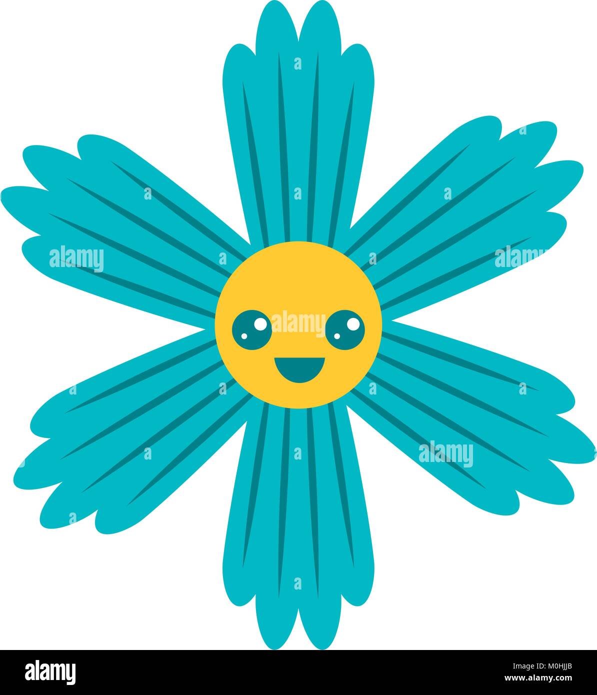 cute blue flower kawaii cartoon Stock Vector Image & Art - Alamy