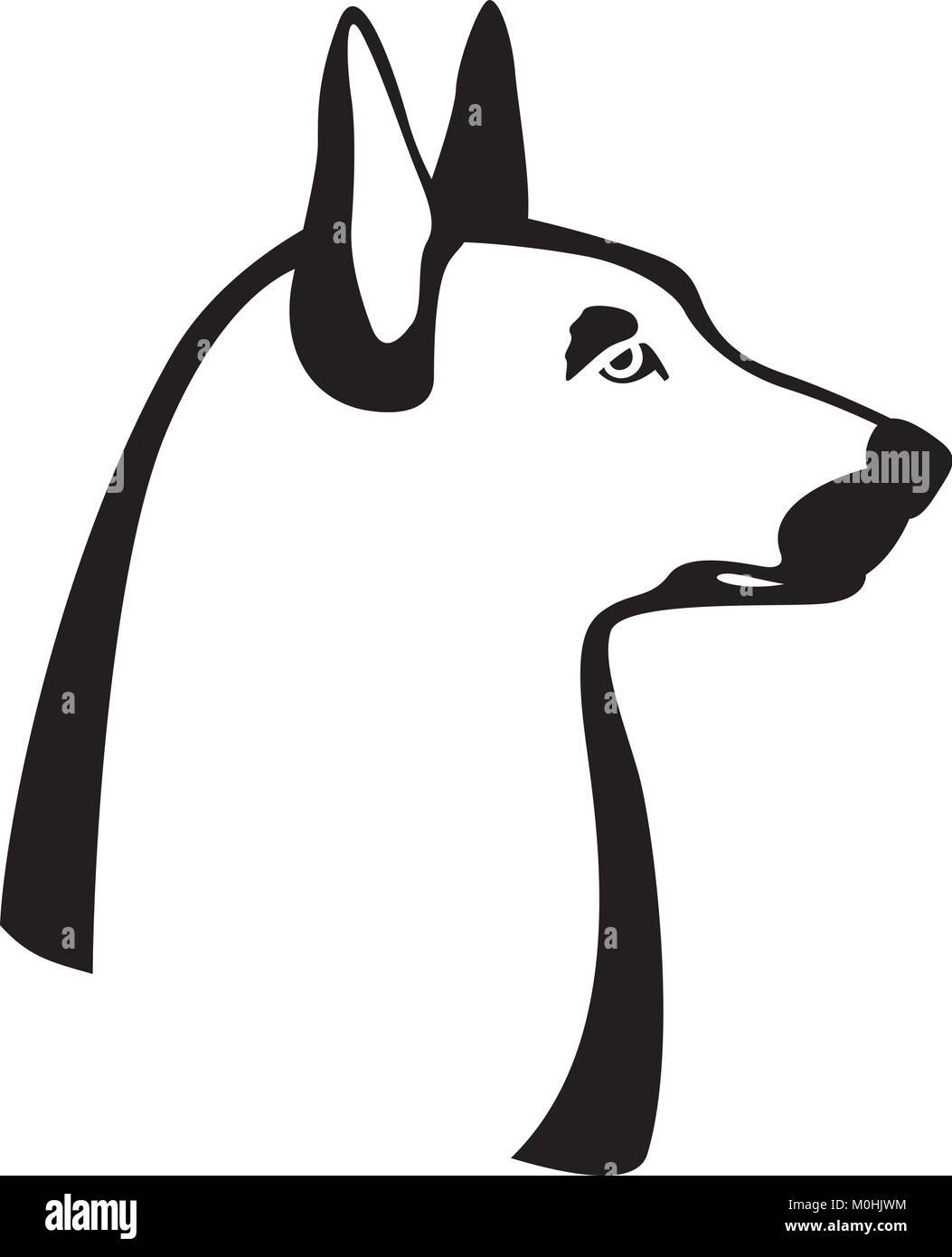 dog head vector illustration profile side black Stock Vector Image ...