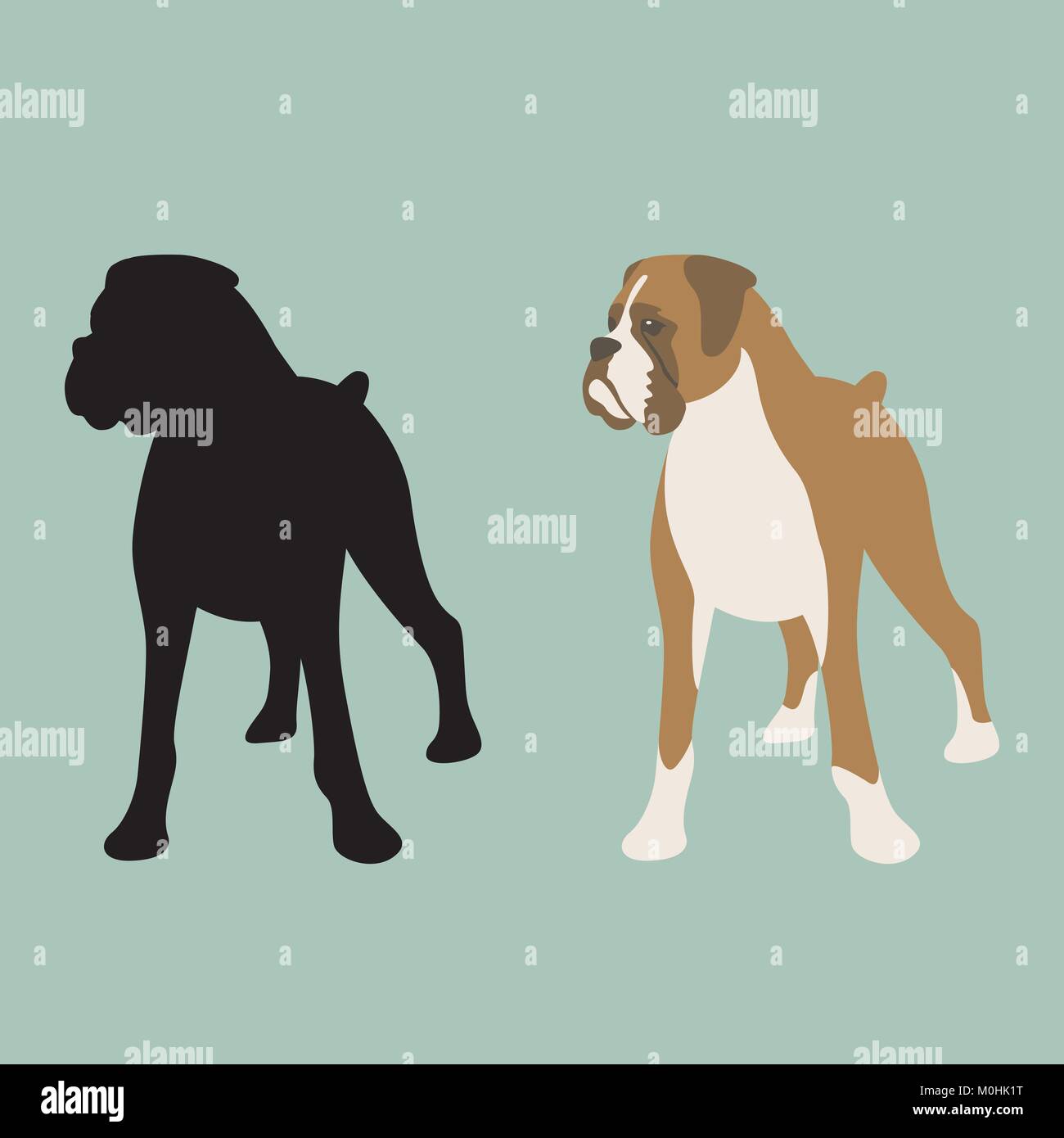 dog boxer vector illustration flat style front view silhouette Stock ...