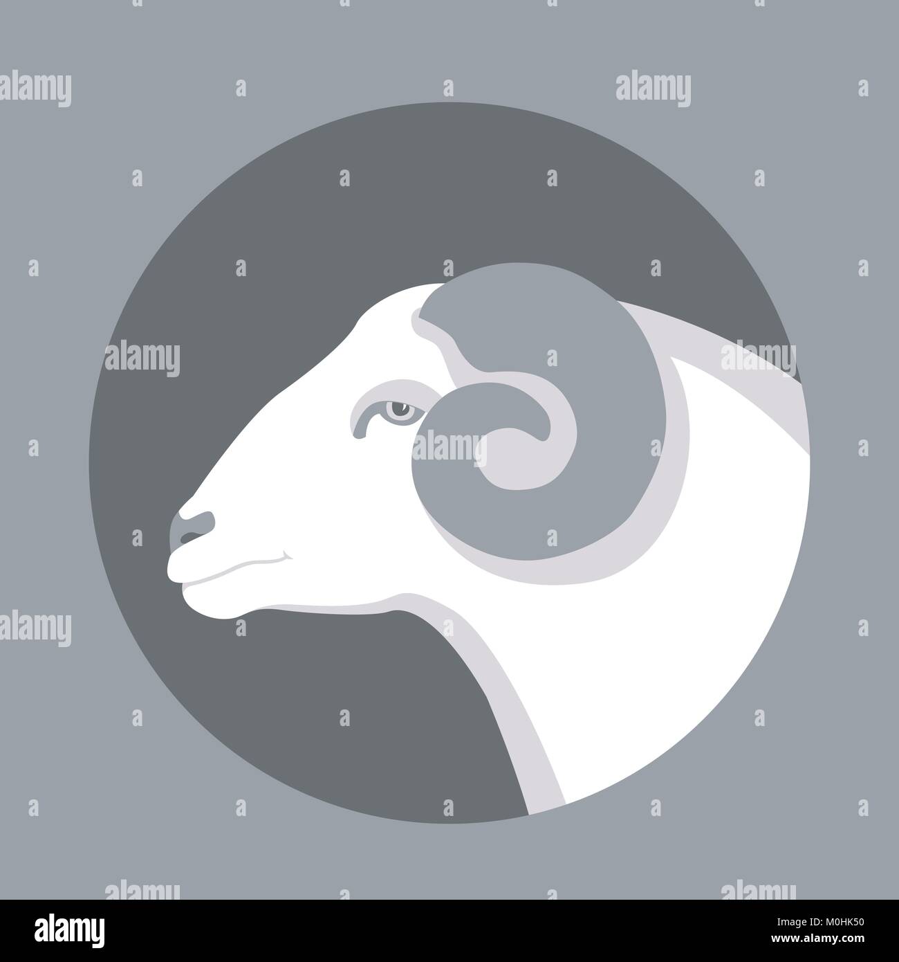 ram head flat style vector illustration profile side Stock Vector Image ...