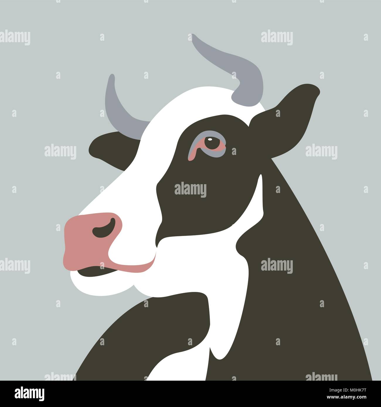 cow head flat style vector illustration profile view Stock Vector Image ...