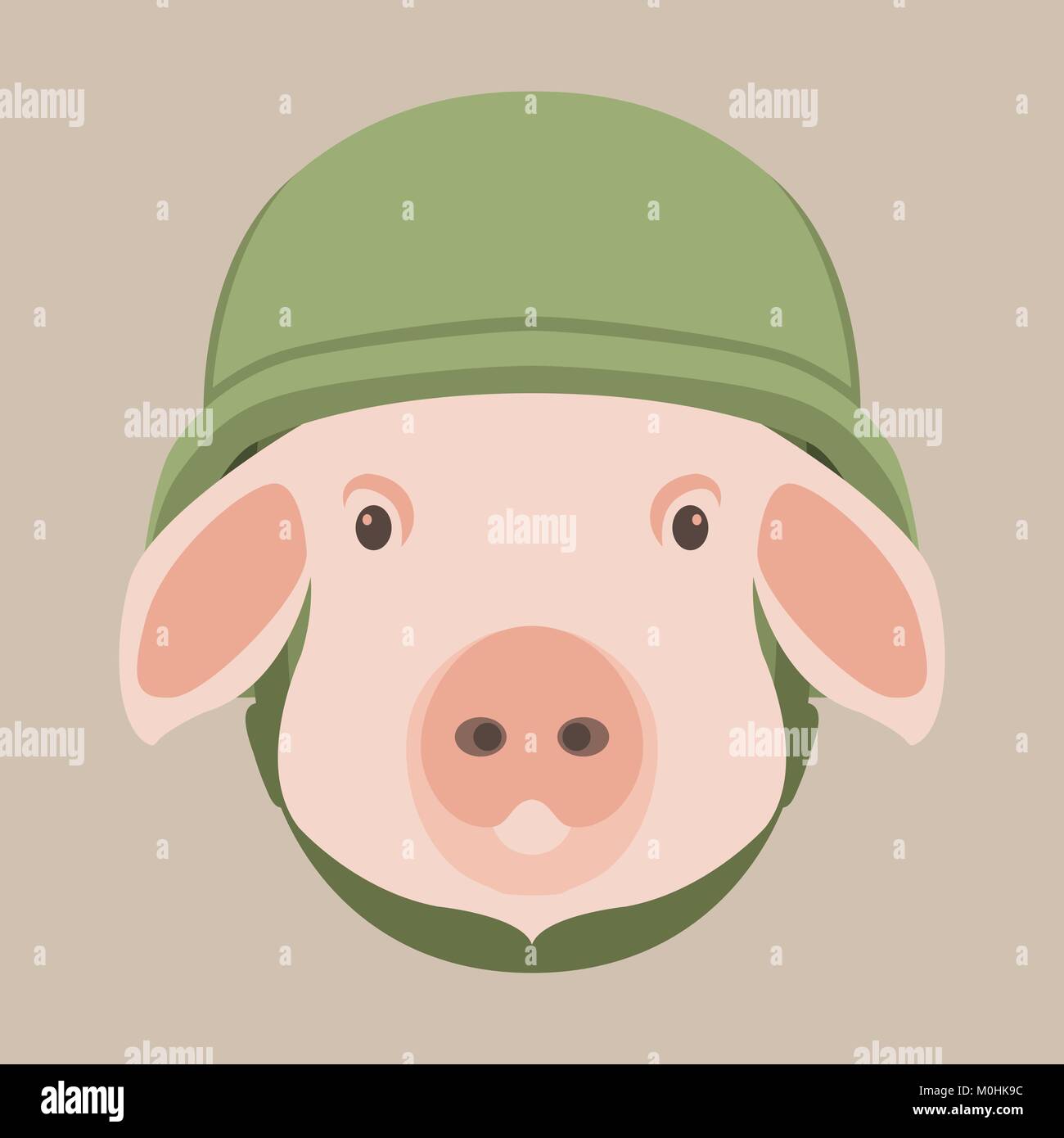 pig face in helmet vector illustration flat style front view Stock ...