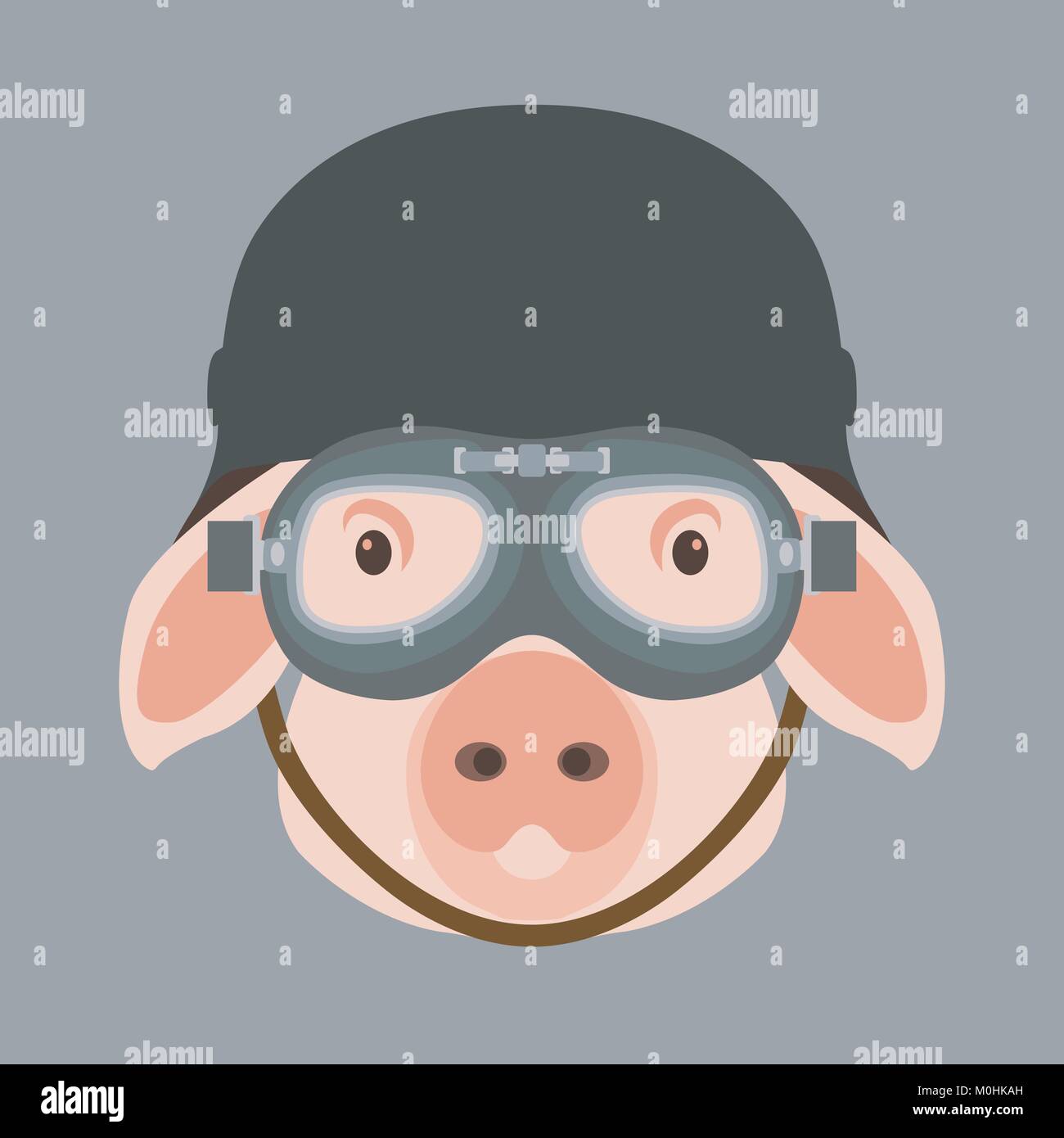 pig face in helmet vector illustration flat style front view Stock ...