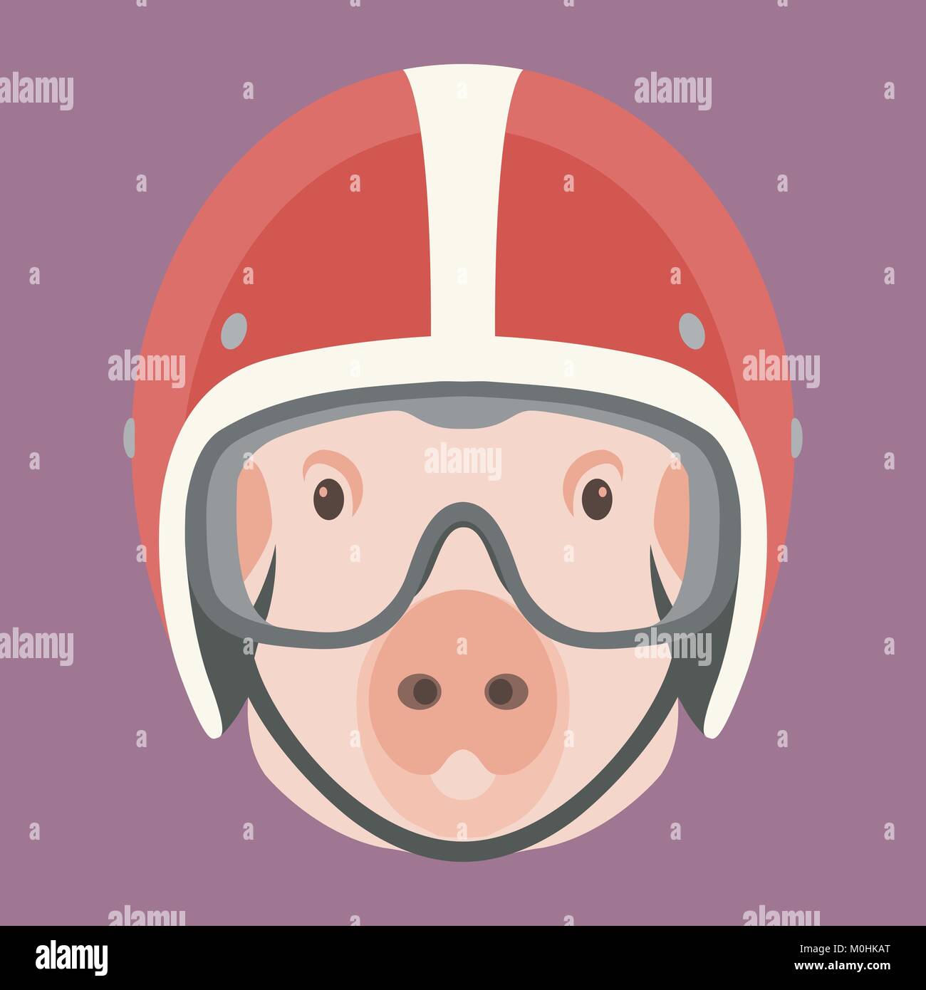 pig face in helmet vector illustration flat style front view Stock ...