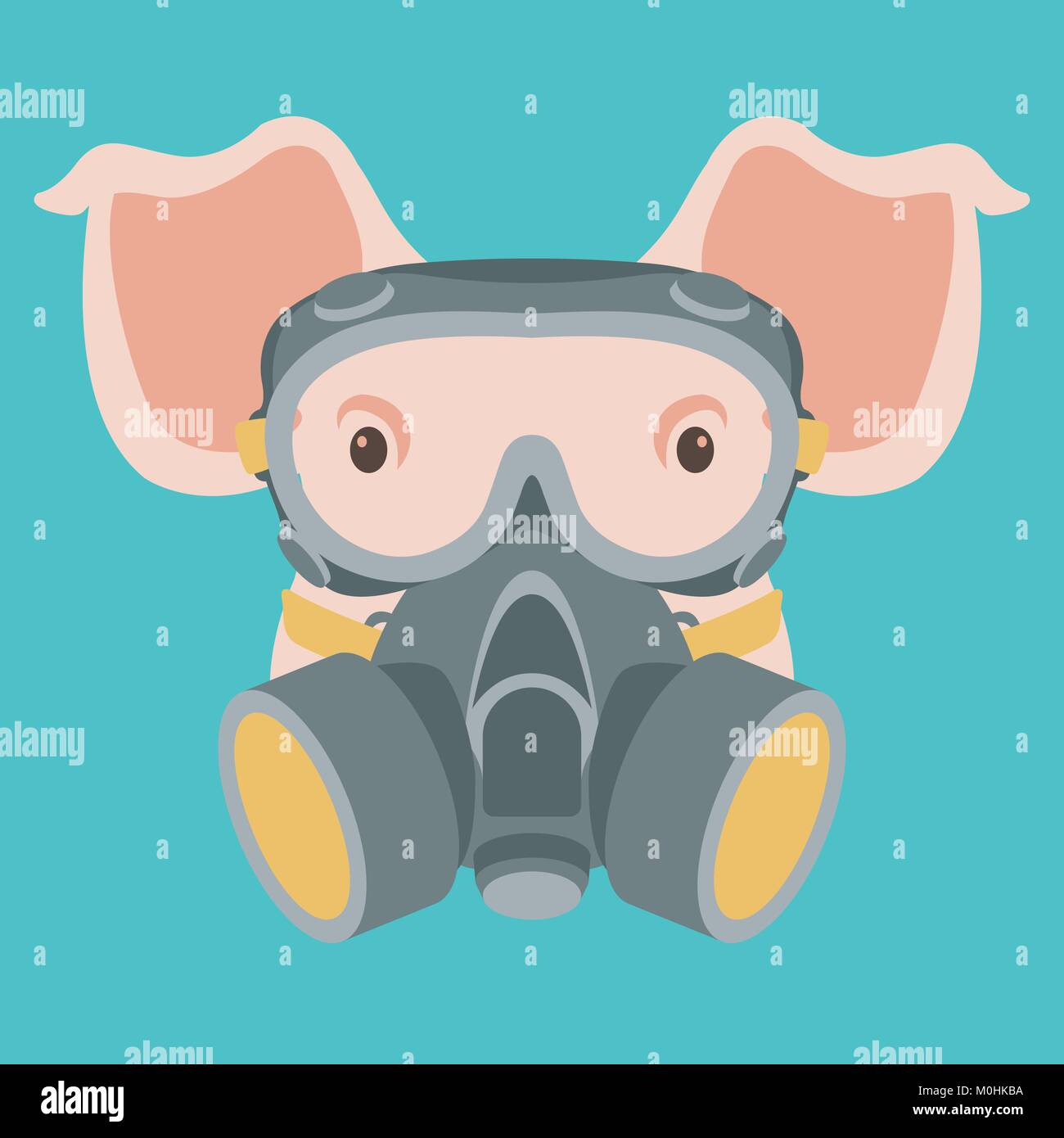 pig face in gas mask vector illustration flat style front view Stock ...