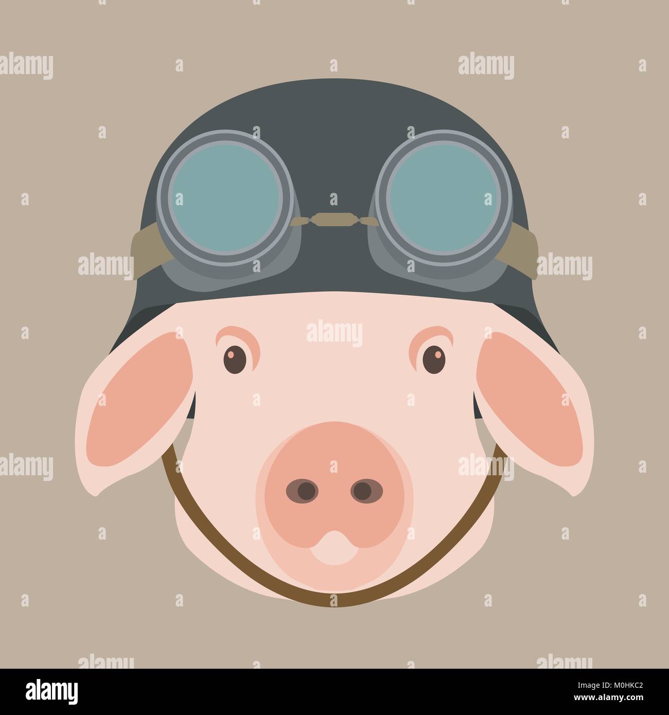 pig face in helmet vector illustration flat style front view Stock ...