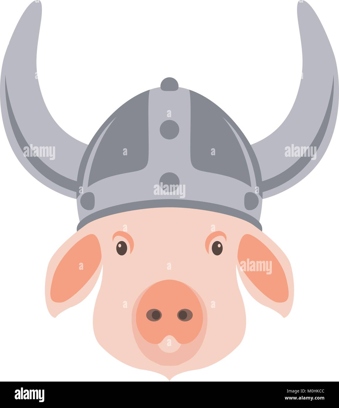 pig in viking helmet vector illustration flat style front view Stock ...