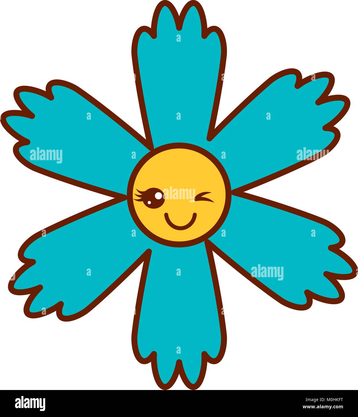 cute blue flower kawaii cartoon Stock Vector Image & Art - Alamy