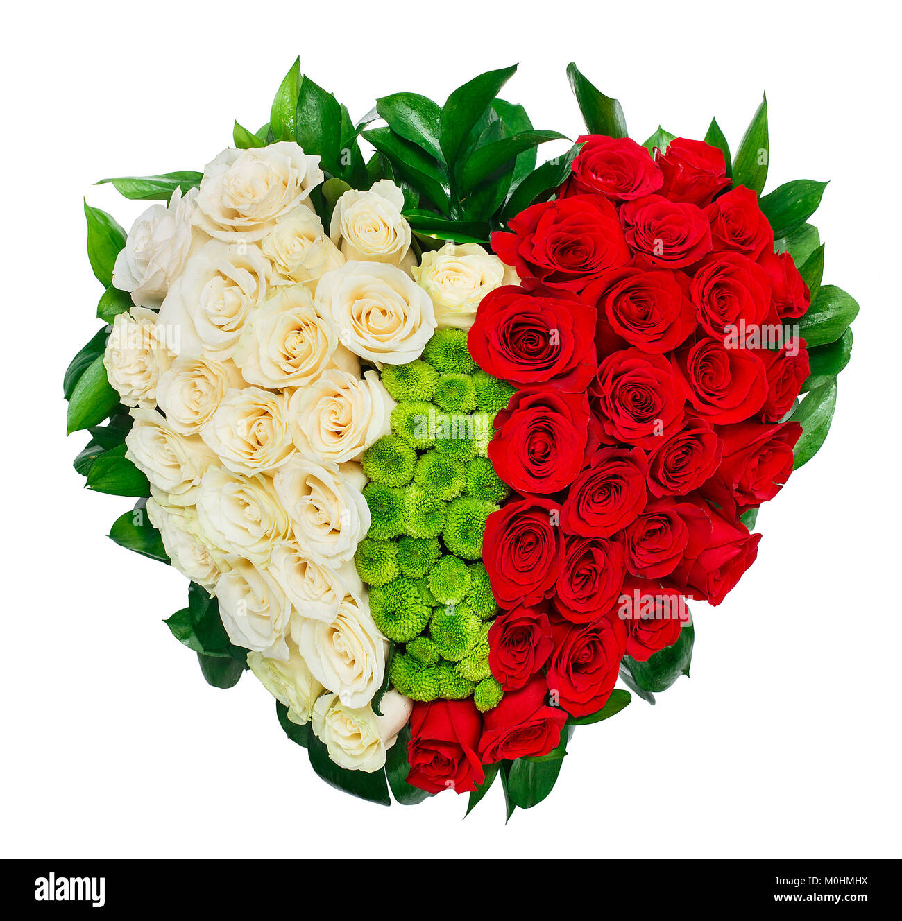 Heart shaped bouquet of red roses isolated on white background Stock ...