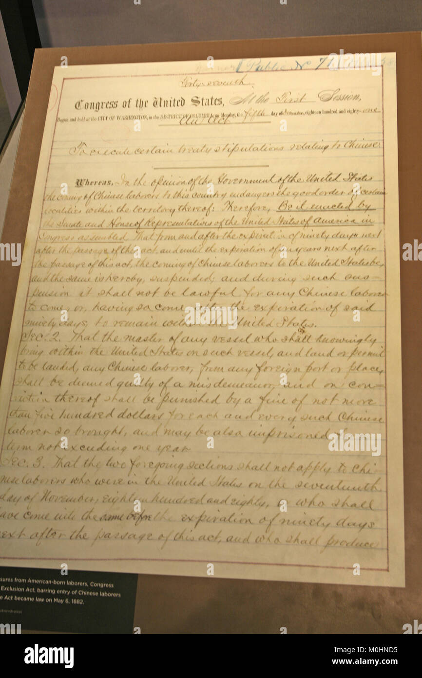 Chinese exclusion 1882 hi-res stock photography and images - Alamy
