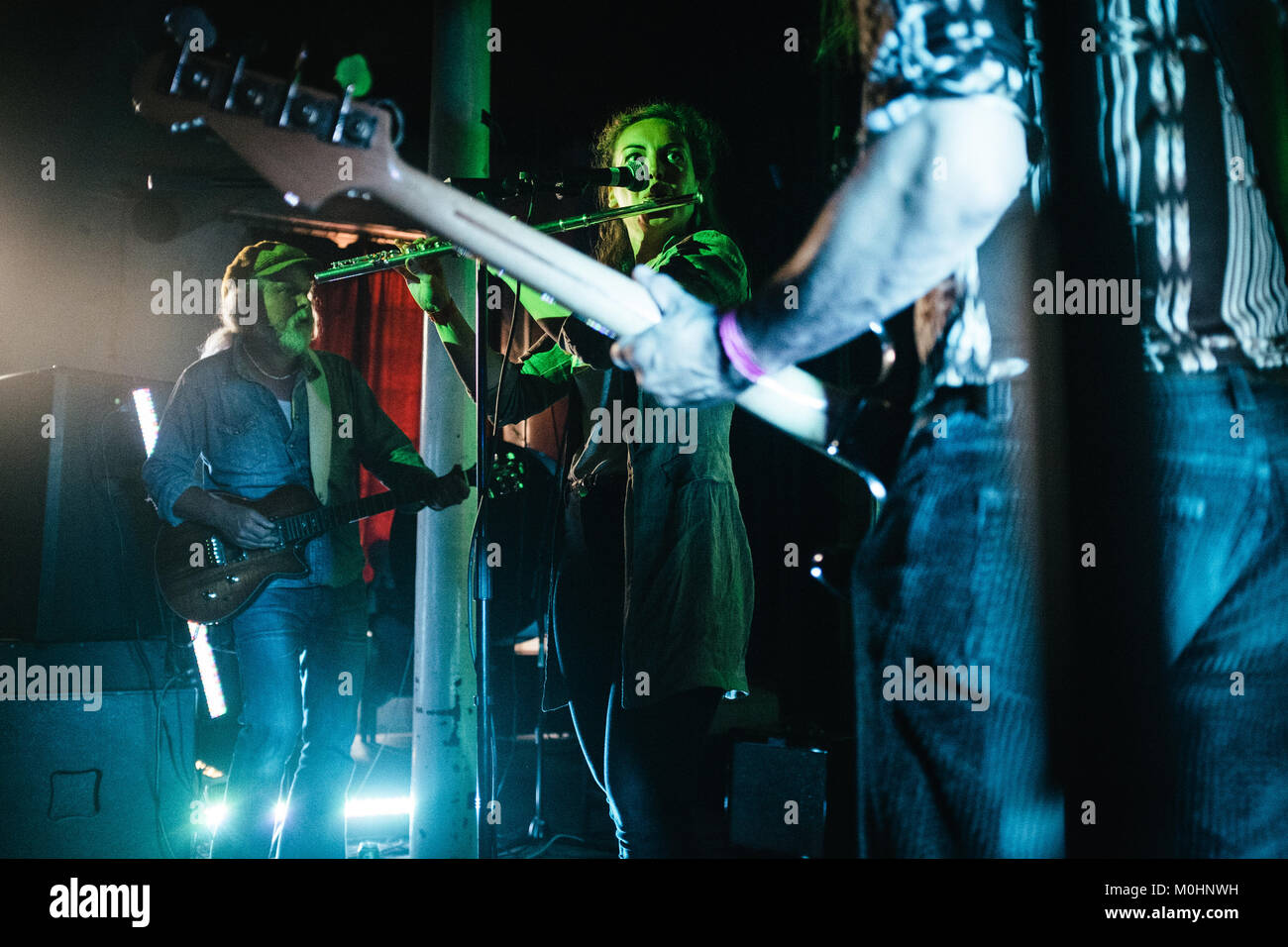 The Swedish progressive rock band Agusa performs a live concert at ...