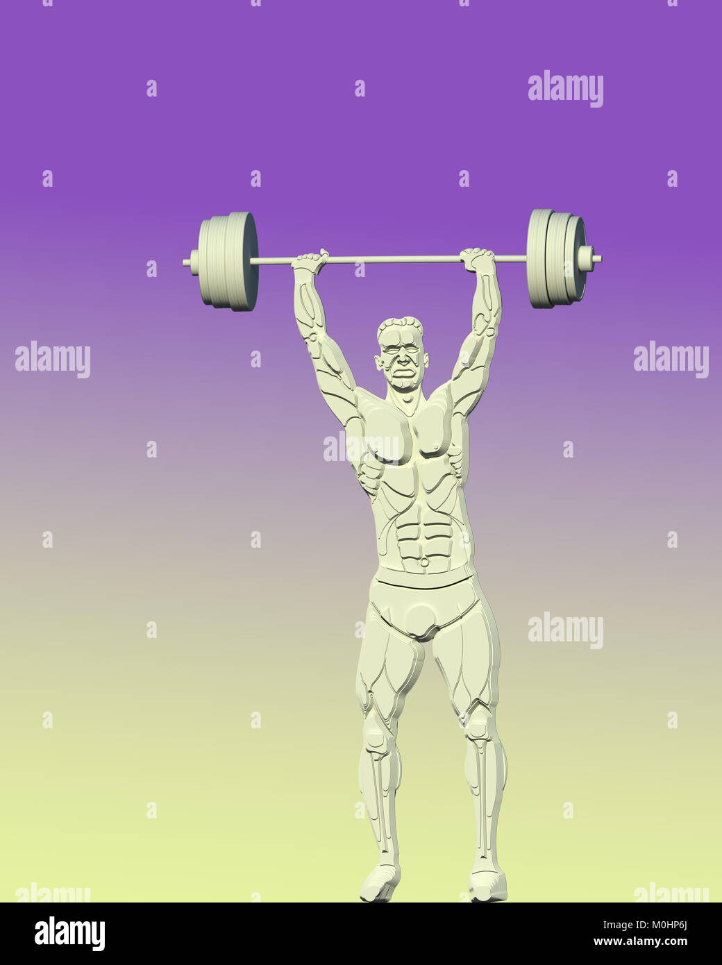 Sport activity, weight lifting 3D illustration. Paper cut character ...