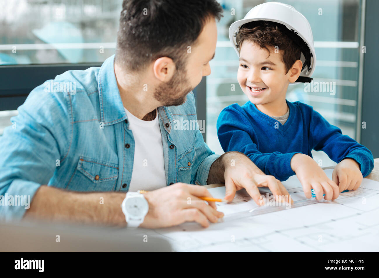 Father Helping Son Draw High Resolution Stock Photography and Images ...