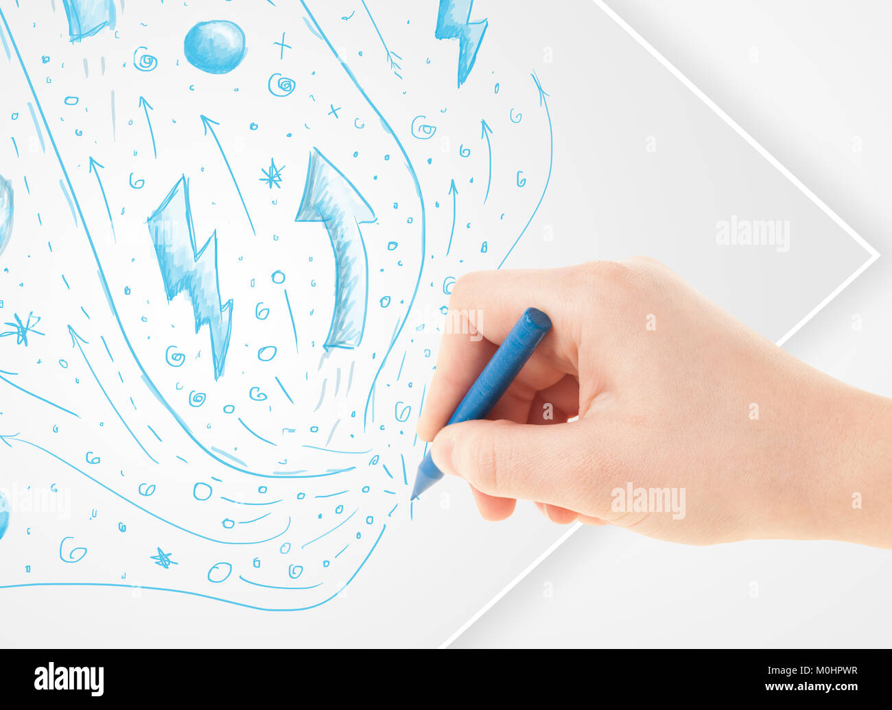 Hand drawing abstract sketches on a plain white paper Stock Photo - Alamy