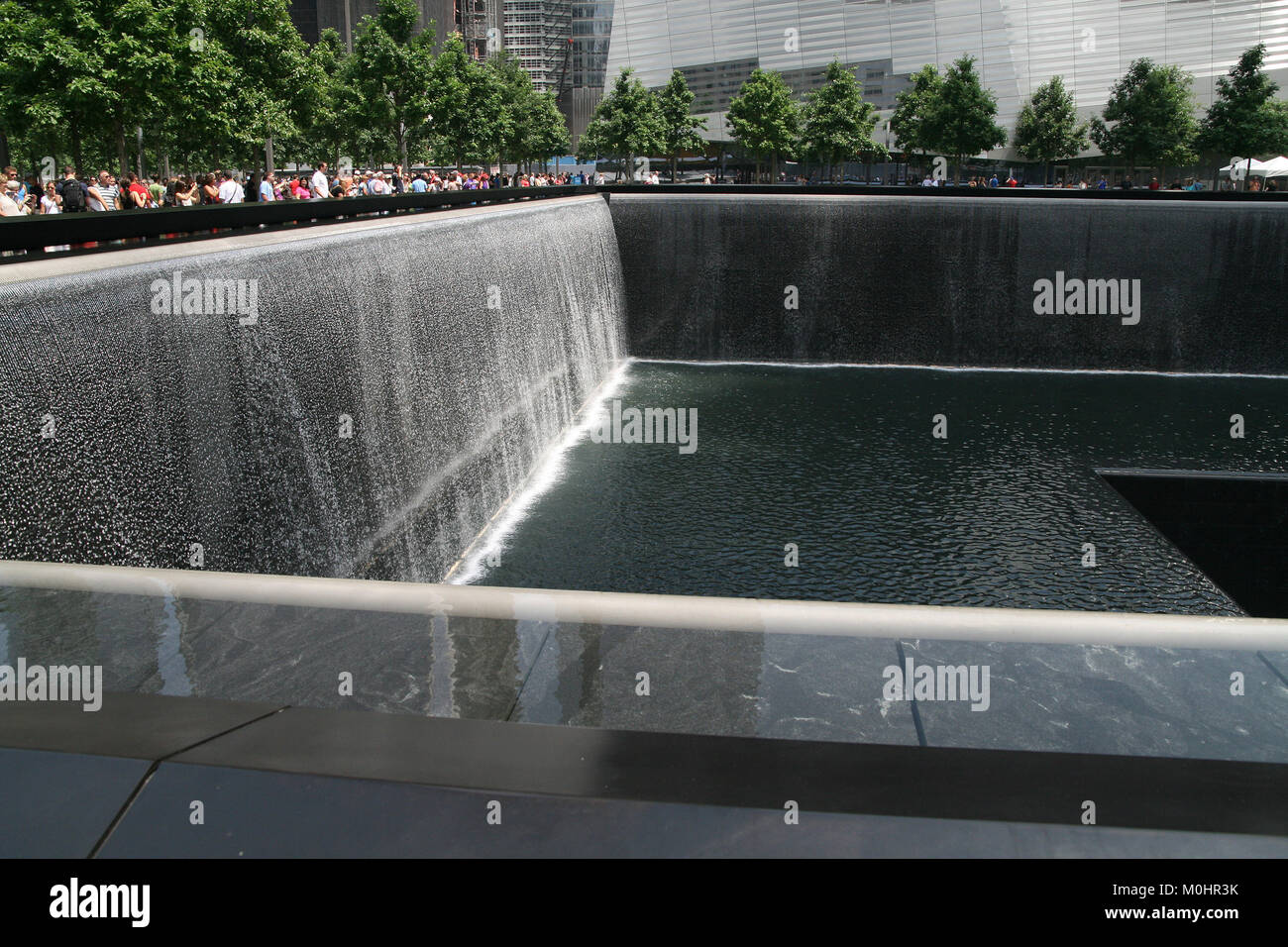9/11 Memorial and Museum Plaza South Pool and fountain, where the South ...