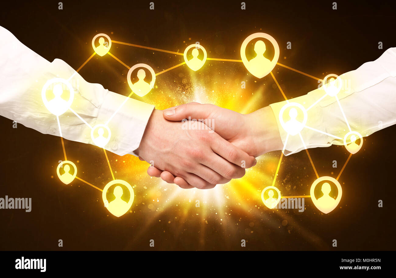 Business handshake, Social media concept Stock Photo - Alamy