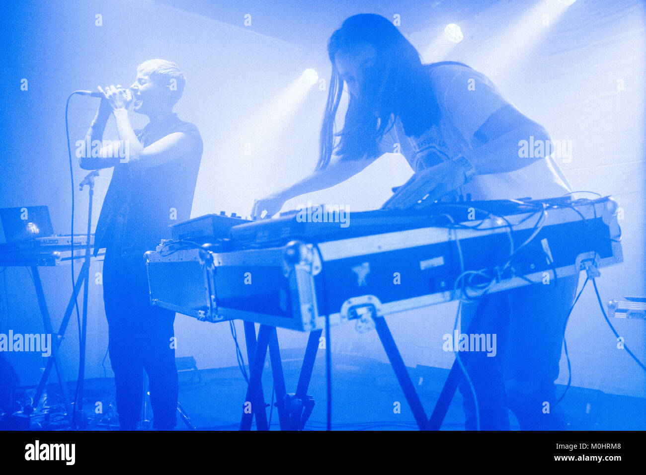 The Danish electropop duo Blondage performs a live concert at VEGA in ...