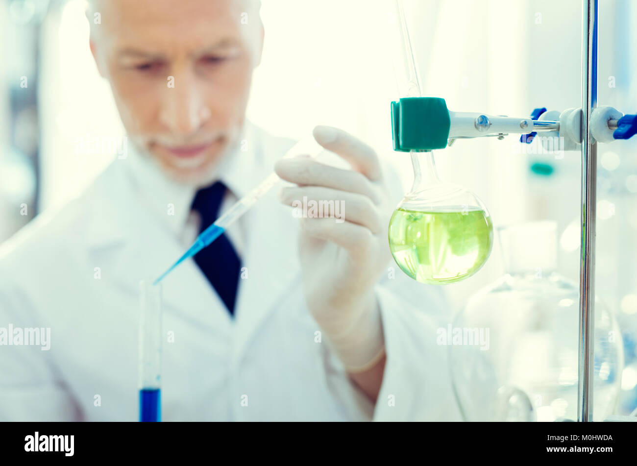 Close up of chemical glassware in laboratory Stock Photo - Alamy