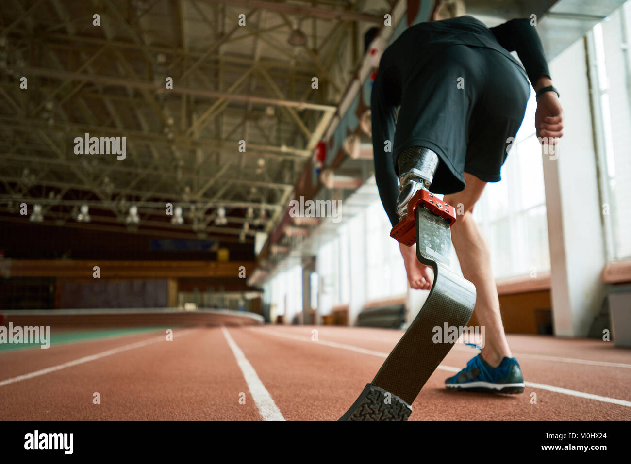 Disabled Runner on Start Back View Stock Photo - Alamy