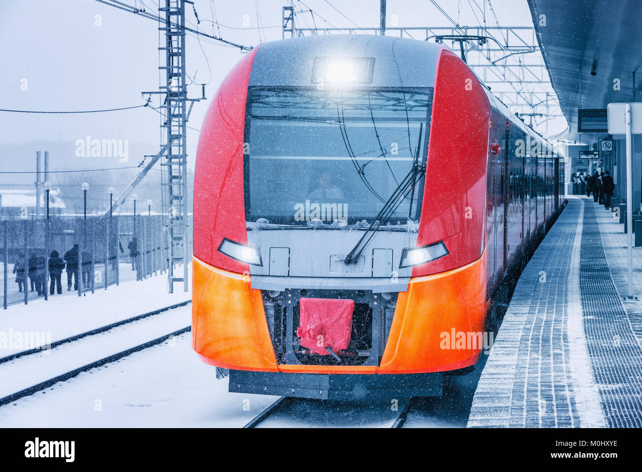 Highspeed train stands by the platform Stock Photo - Alamy