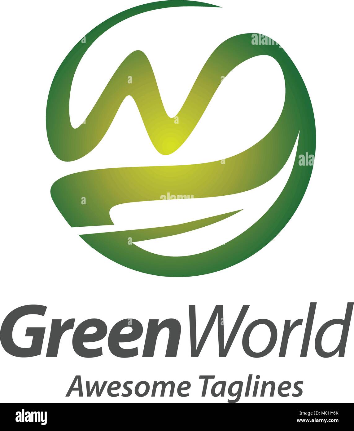 circle green world with letter w and leaf logo concept vector Stock ...