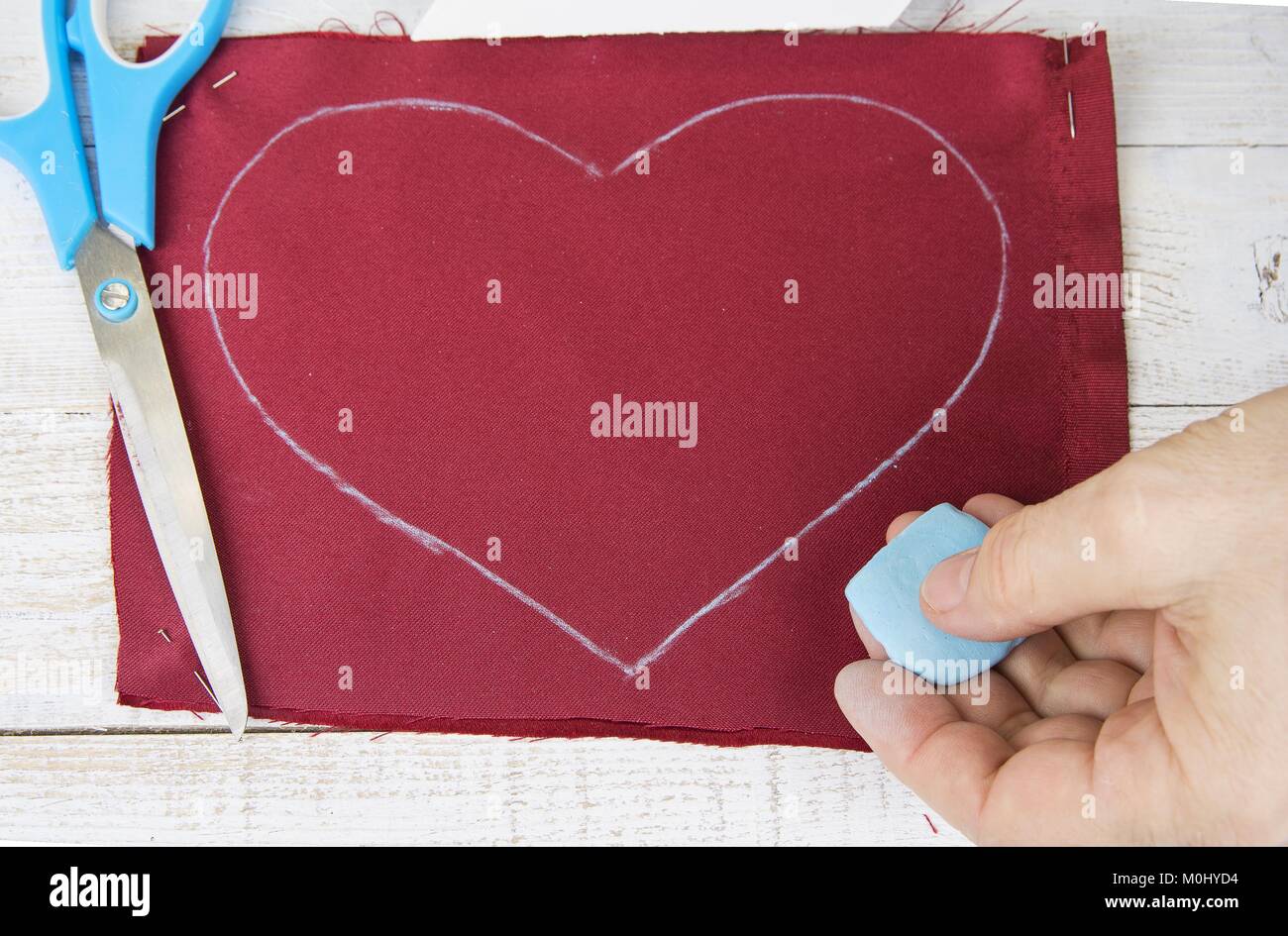 Step by step how to make heart from red satin textile. Valentine's day ...