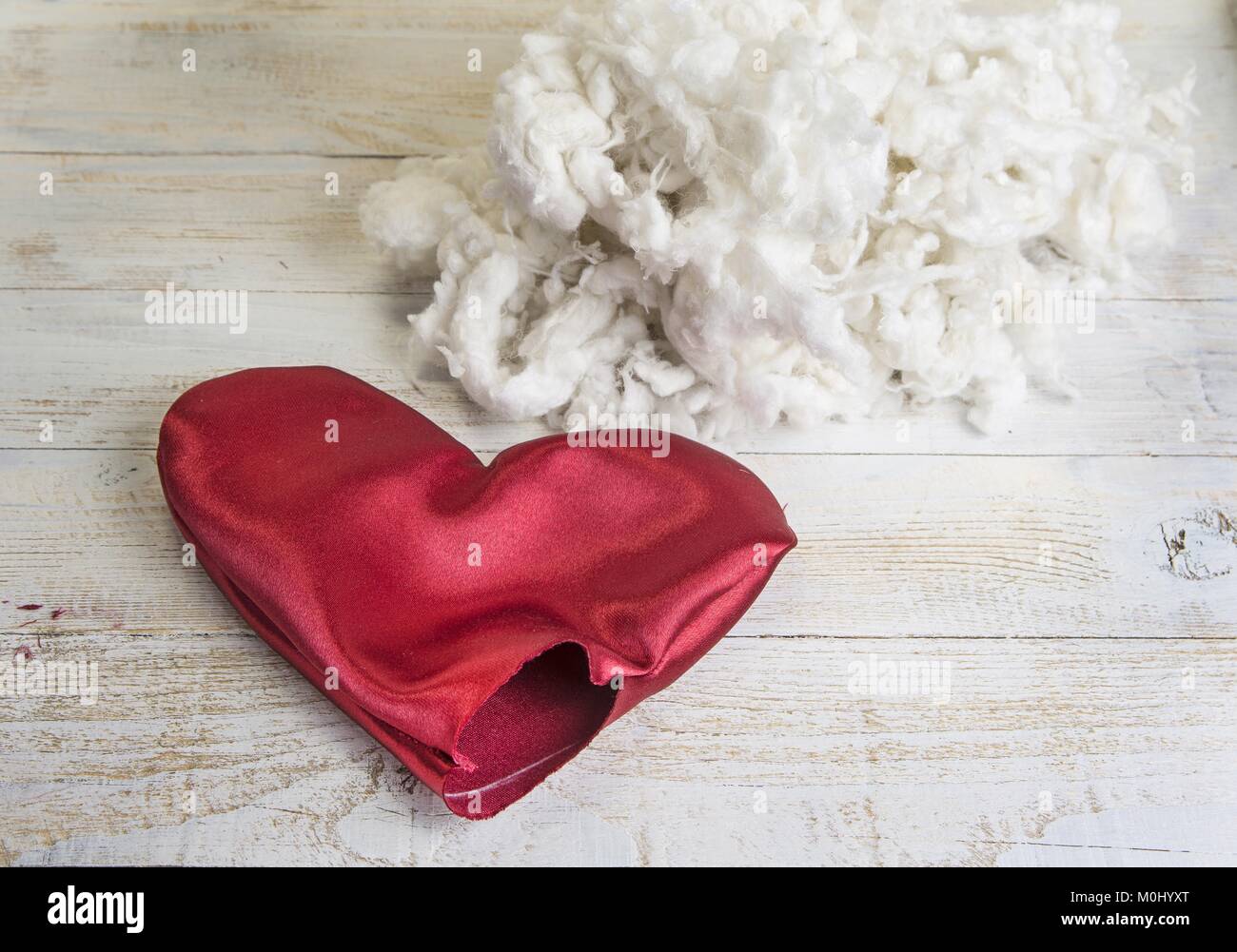 Step by step how to make heart from red satin textile. Valentine's day ...